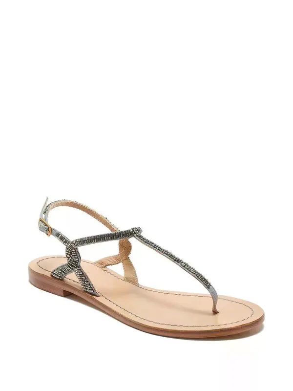 Malìparmi Embellished Beaded Leather Sandals - Silver