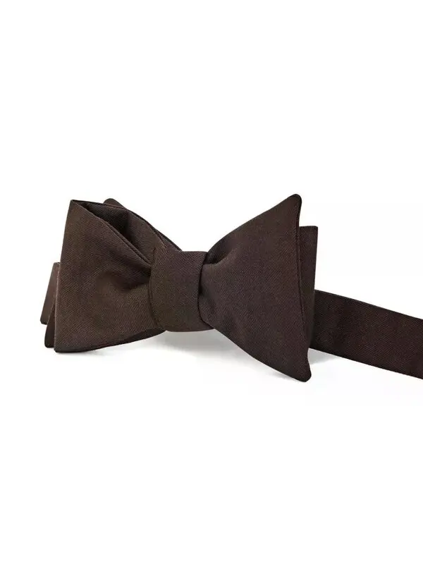 LARDINI Plain Weave Self-tie Bow Tie - Brown