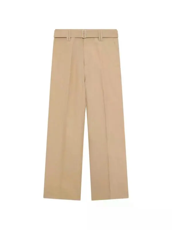 LARDINI Belted Flat-front Trousers In Beige