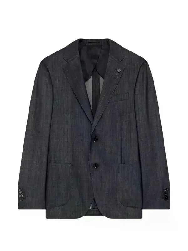 LARDINI Single-breasted Denim-effect Blazer - Grey