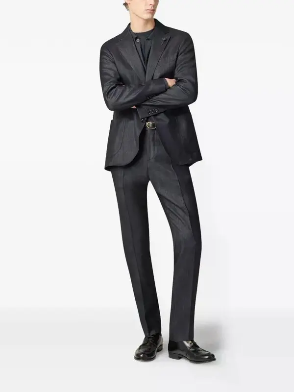 LARDINI Single-breasted Denim-effect Blazer - Grey