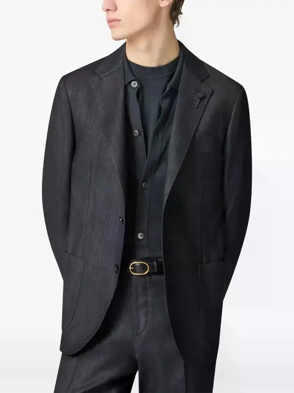 LARDINI Single-breasted Denim-effect Blazer - Grey