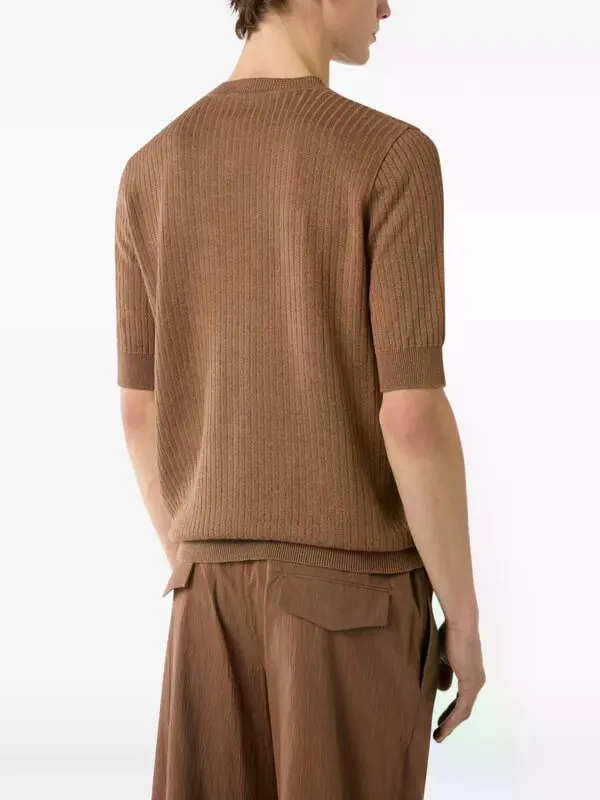 LARDINI Rib Knit Short Sleeve T-shirt