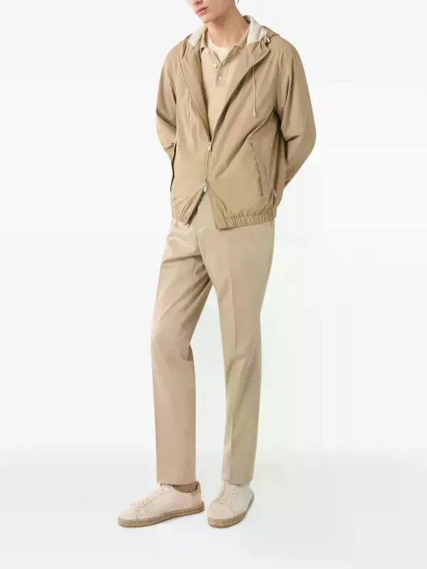 LARDINI Flat-front Elasticated-side Trousers - Neutrals