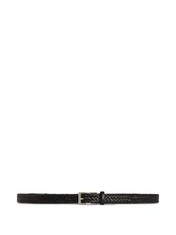 LARDINI Braided Leather Belt - Black