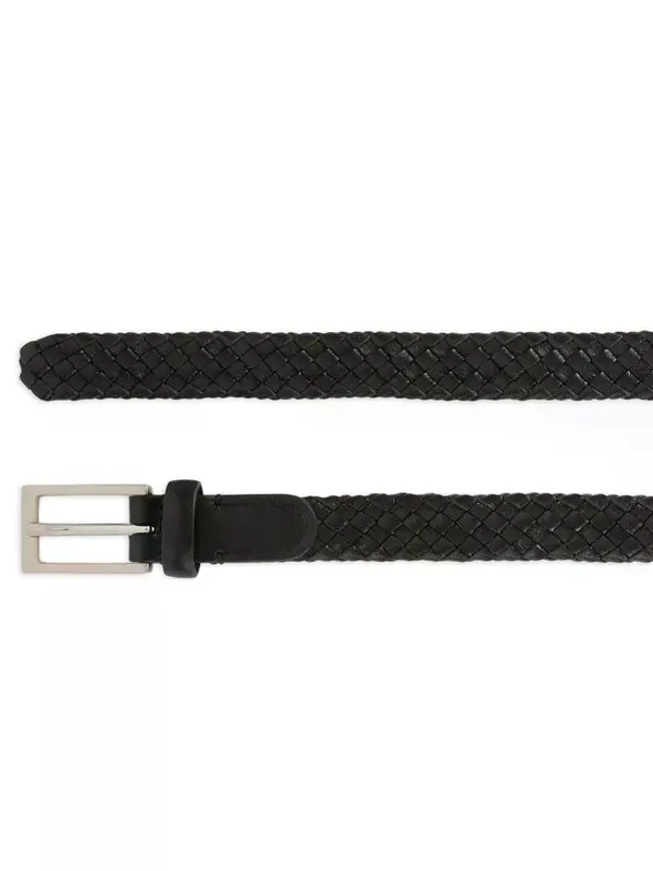 LARDINI Braided Leather Belt - Black