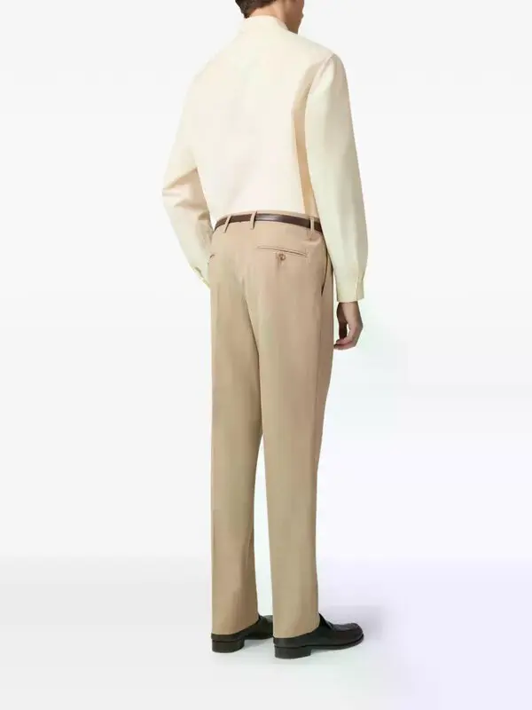 LARDINI Pleated Wool Trousers - Neutrals