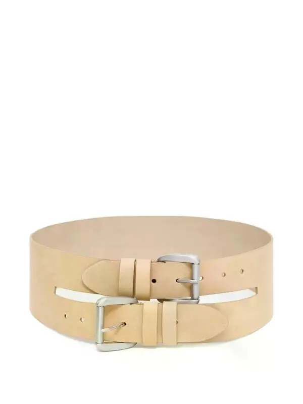 Paloma Wool Penelope Double-buckle Wide-strap Belt - Neutrals