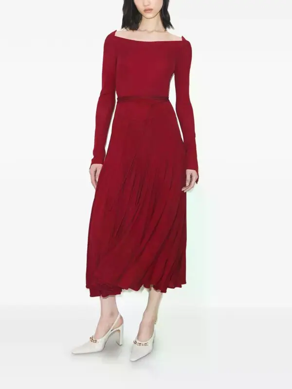 Tory Burch Viscose Jersey Pleated Midi Dress - Red