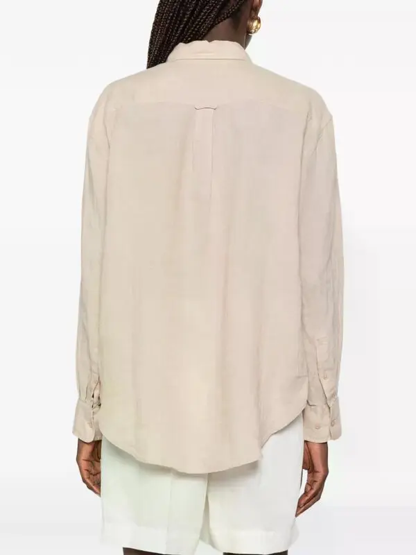 Gant Linen Shirt With Classic Collar And Chest Pocket - Neutrals