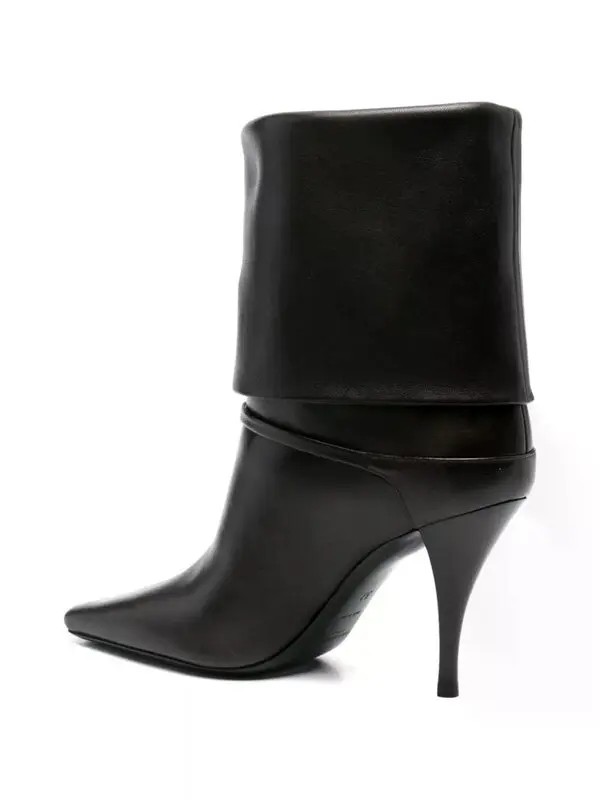 Saint Laurent Niki Fold-over Leather Boots - Brown