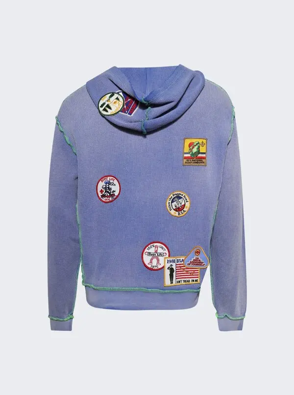 BETTER WITH AGE Gentle Waffle Hoodie With Assorted Patches