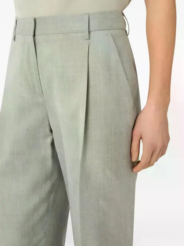 LARDINI Pleated Twill Trousers - Green