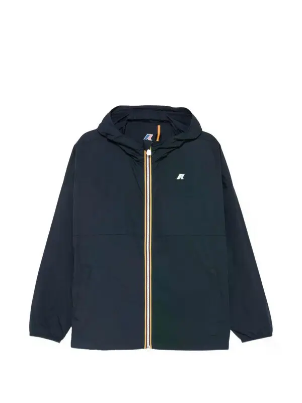 K-WAY Hooded Zip-up Jacket With Logo Patch - Blue