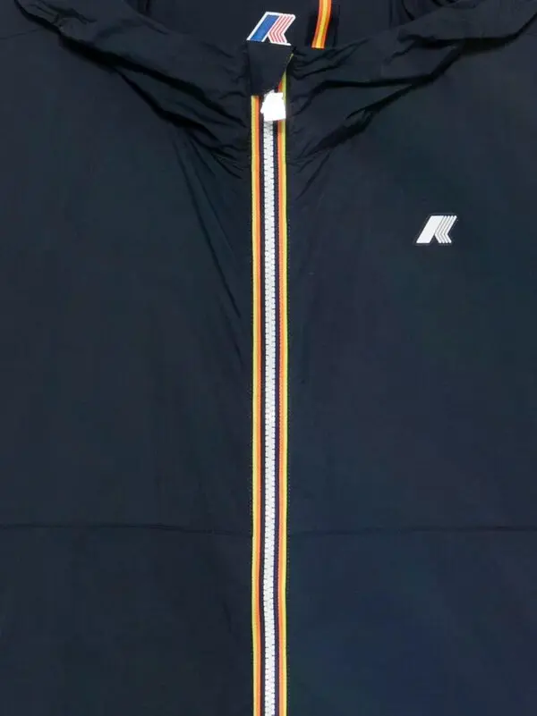 K-WAY Hooded Zip-up Jacket With Logo Patch - Blue