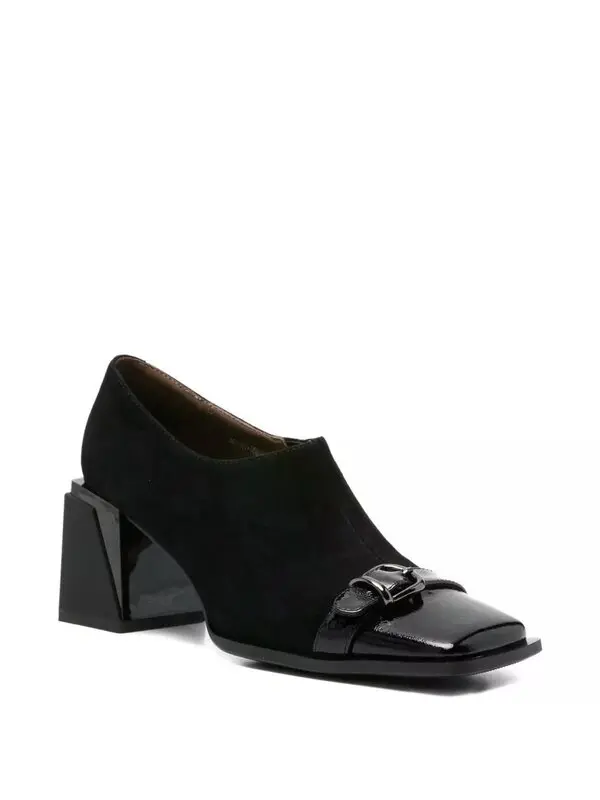 LINDA BAUMANN Buckle Detail Square Toe Pumps