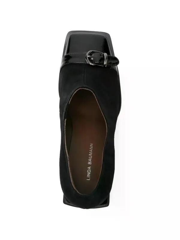 LINDA BAUMANN Buckle Detail Square Toe Pumps