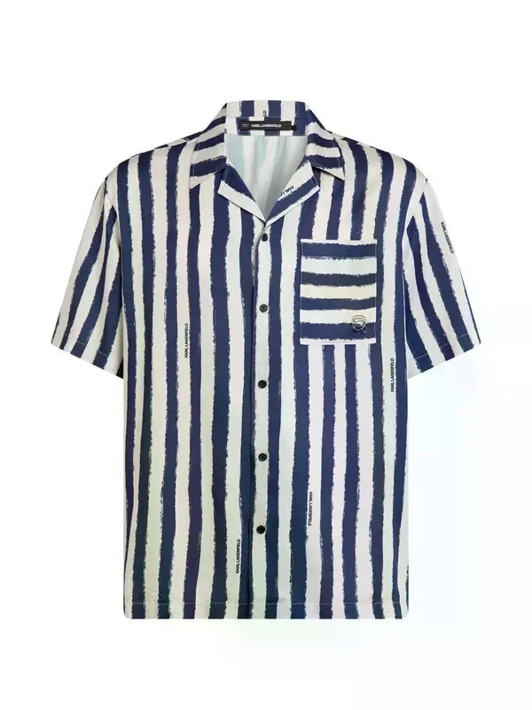 Karl Lagerfeld Ikon Striped Bowling Shirt