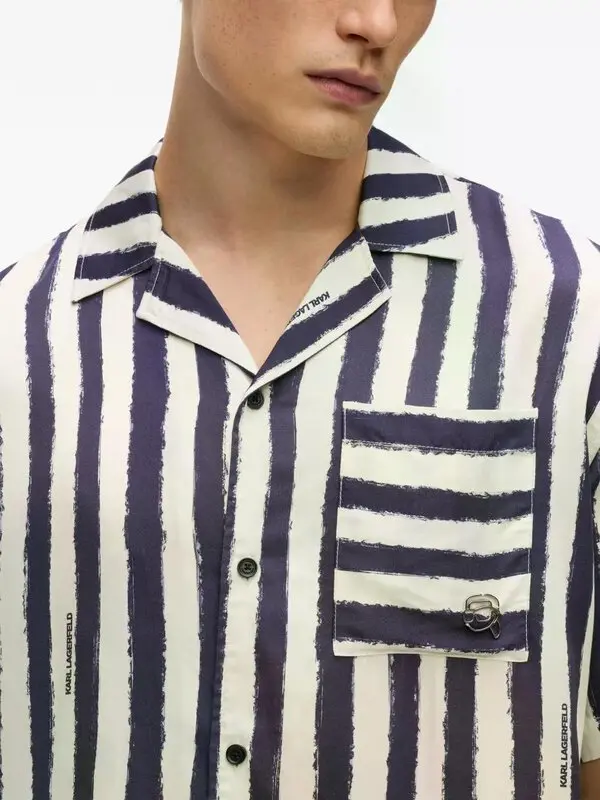 Karl Lagerfeld Ikon Striped Bowling Shirt