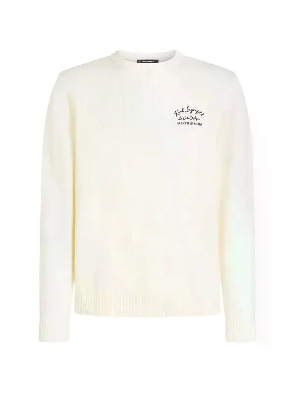 Karl Lagerfeld Côte D'azur Embroidered Crew Neck Sweater - Neutrals