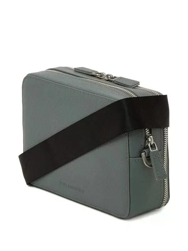 Karl Lagerfeld Monogram Leather Messenger Bag - Green