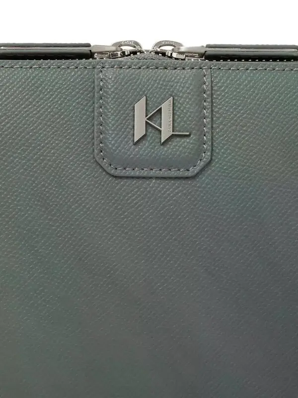 Karl Lagerfeld Monogram Leather Messenger Bag - Green
