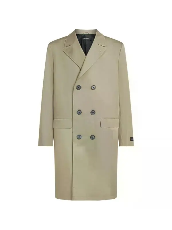 Karl Lagerfeld Double-breasted Laurel Oak Cotton Coat