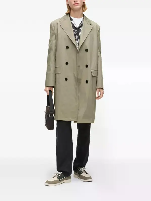 Karl Lagerfeld Double-breasted Laurel Oak Cotton Coat