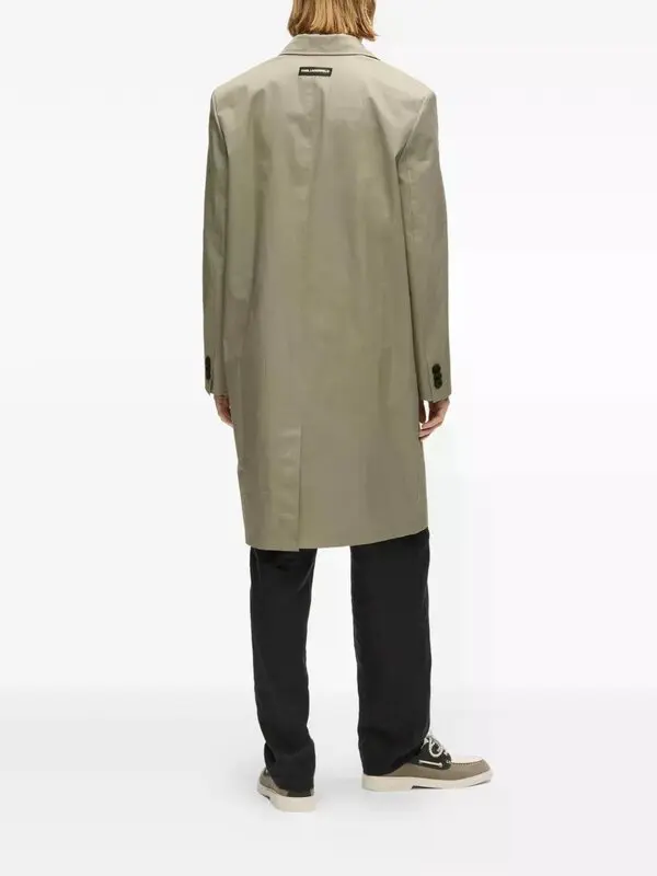 Karl Lagerfeld Double-breasted Laurel Oak Cotton Coat