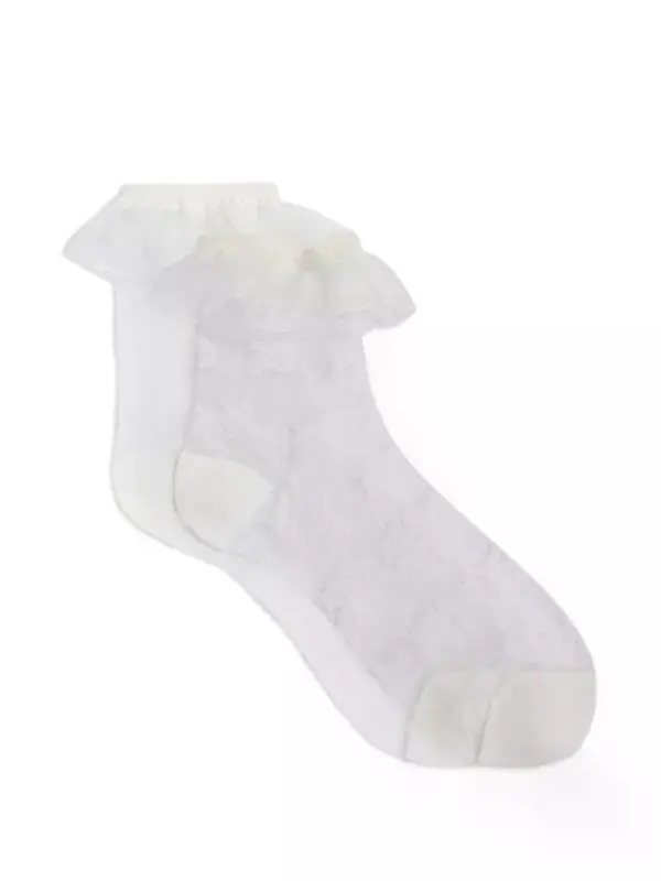 Karl Lagerfeld Signature Ruffle Socks - White