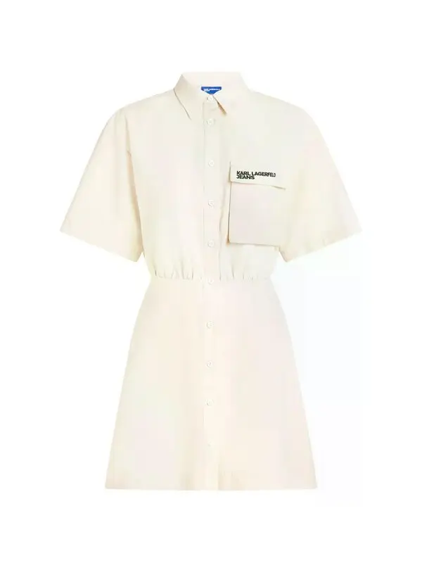 Karl Lagerfeld Flap-pocket Mini Dress - Neutrals