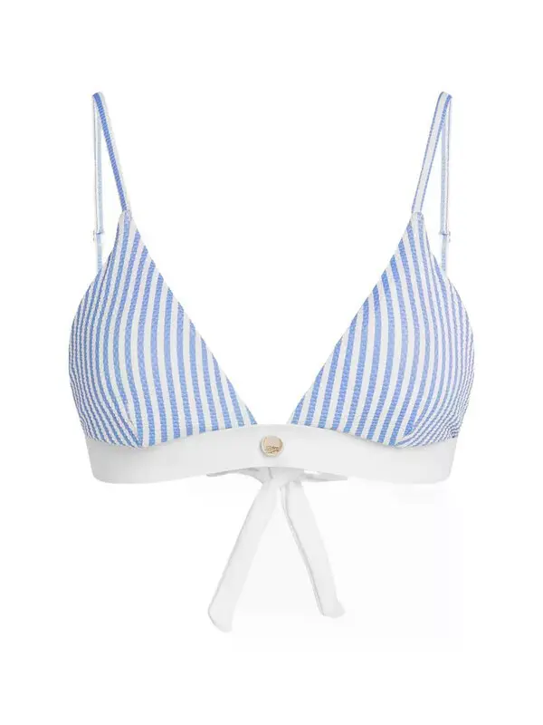 Karl Lagerfeld Striped Triangle Bikini Top - Blue