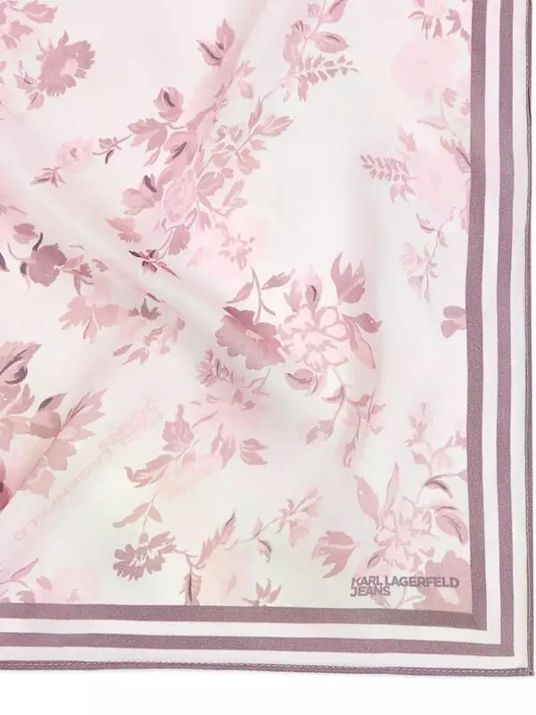 Karl Lagerfeld Allover Floral Print Bandana Scarf - Pink