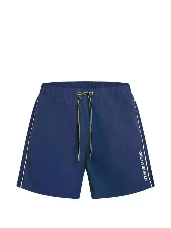 Karl Lagerfeld Logo Print Swim Shorts - Blue