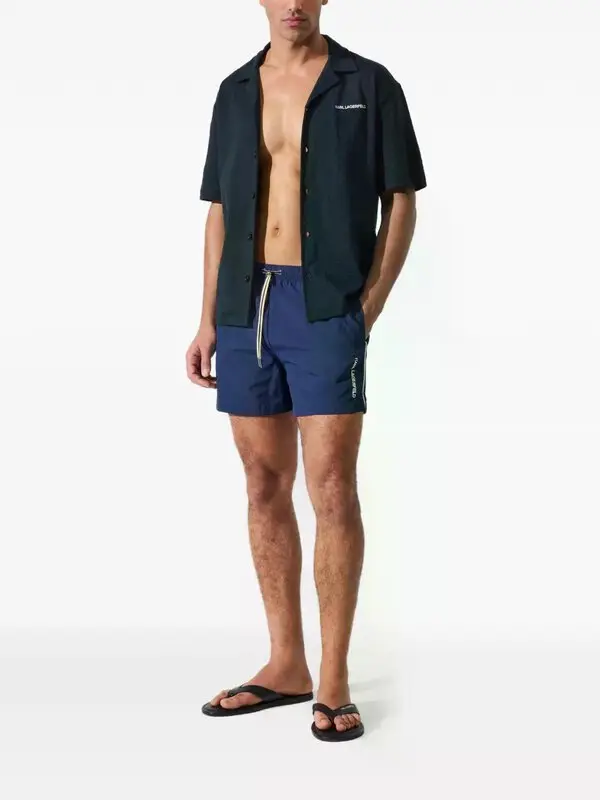 Karl Lagerfeld Logo Print Swim Shorts