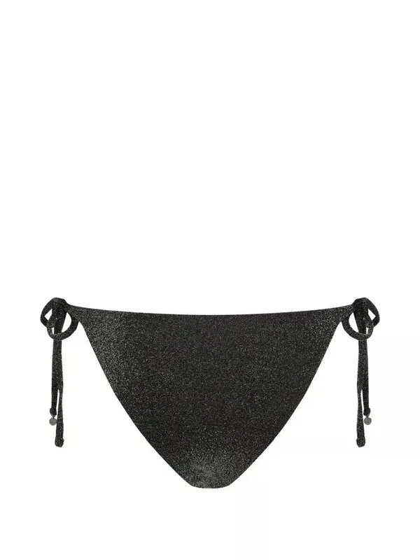 Karl Lagerfeld Signature Lurex Cheeky Bikini Bottoms - Black