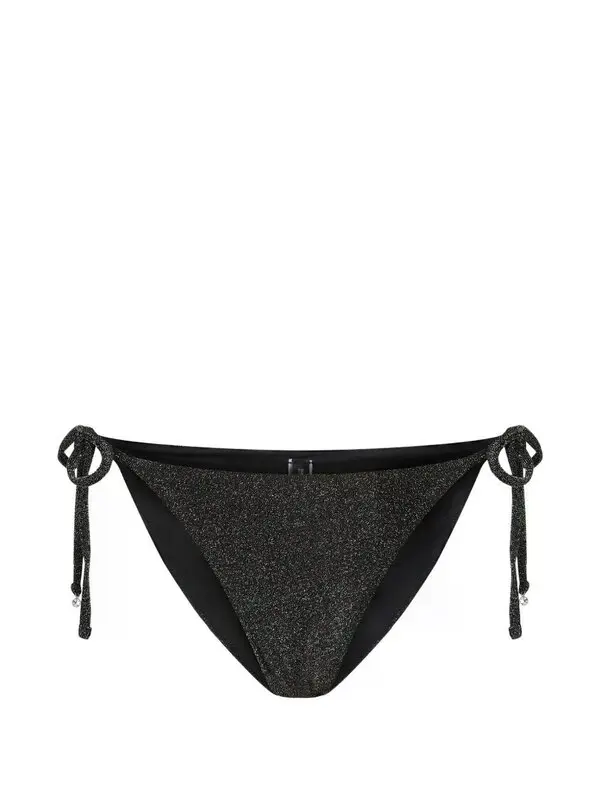 Karl Lagerfeld Signature Lurex Cheeky Bikini Bottoms - Black
