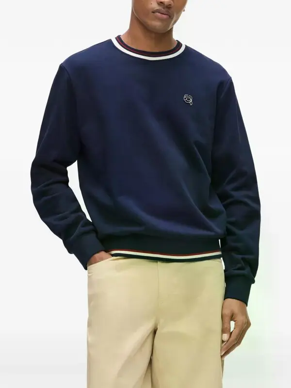 Karl Lagerfeld Striped Neck Ikon Sweatshirt - Blue