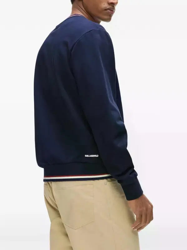 Karl Lagerfeld Striped Neck Ikon Sweatshirt - Blue