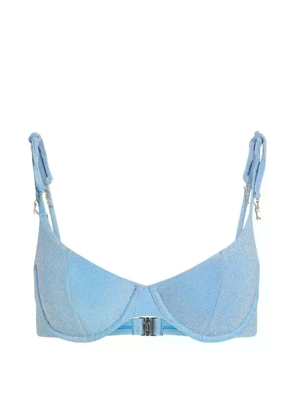 Karl Lagerfeld Signature Lurex Underwire Bikini Top - Blue