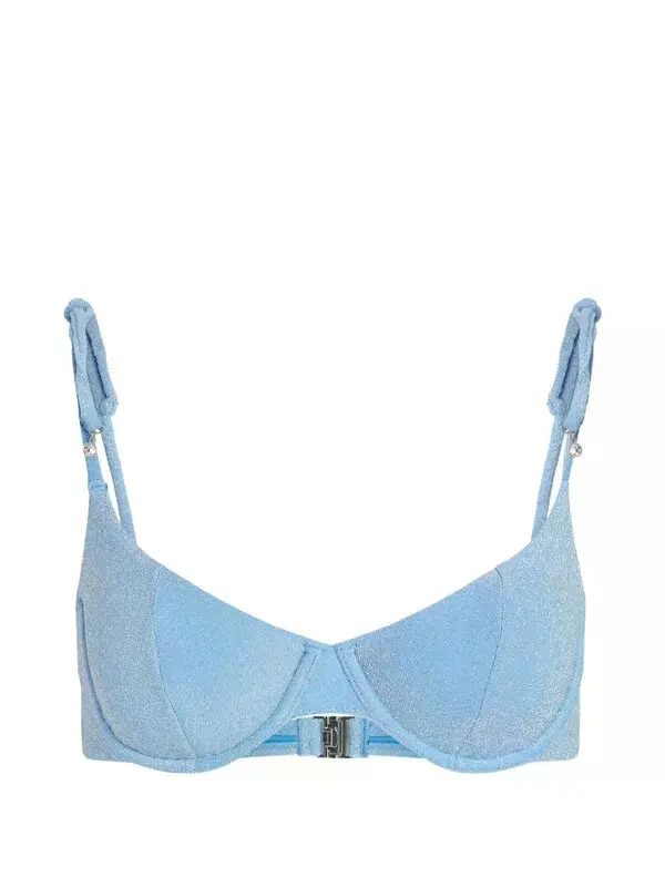 Karl Lagerfeld Signature Lurex Underwire Bikini Top - Blue