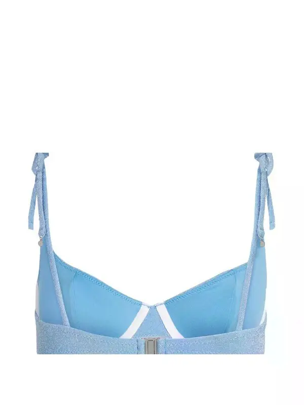 Karl Lagerfeld Signature Lurex Underwire Bikini Top - Blue