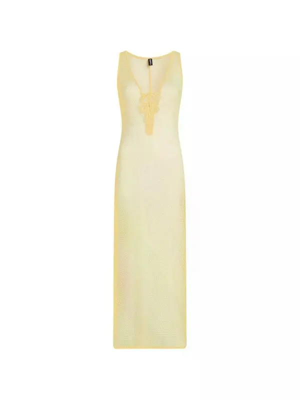 Karl Lagerfeld Signature Crochet Beach Dress - Yellow