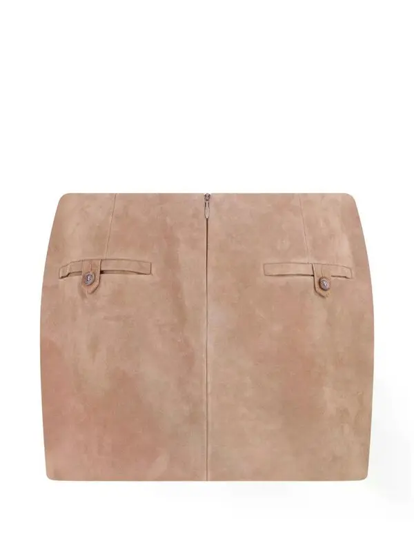 Magda Butrym Rose Detail Draped Suede Skirt - Neutrals