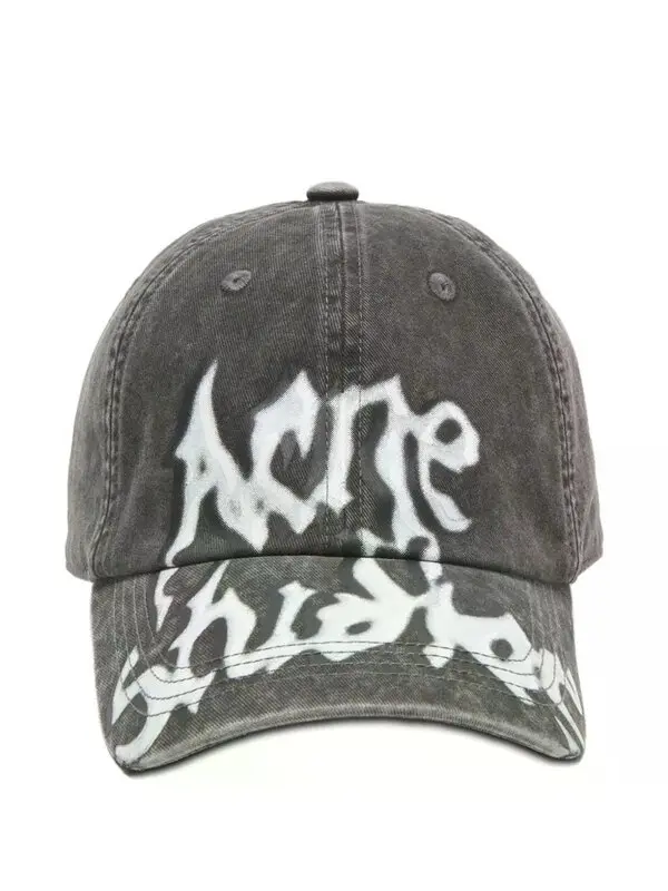 Acne Studios Logo-print Cotton Baseball Cap - Black