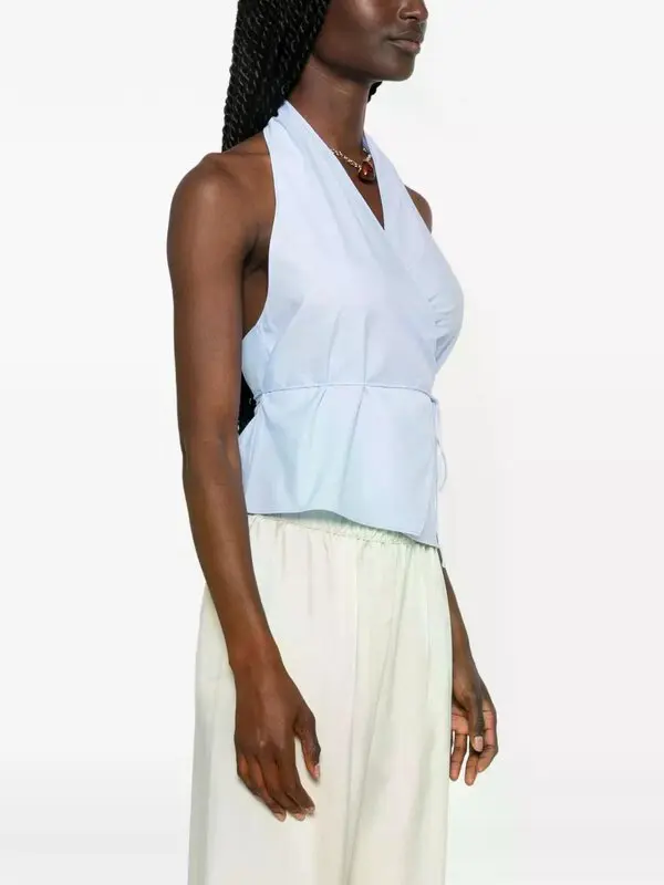 ST. AGNI Oxford Wrap Top