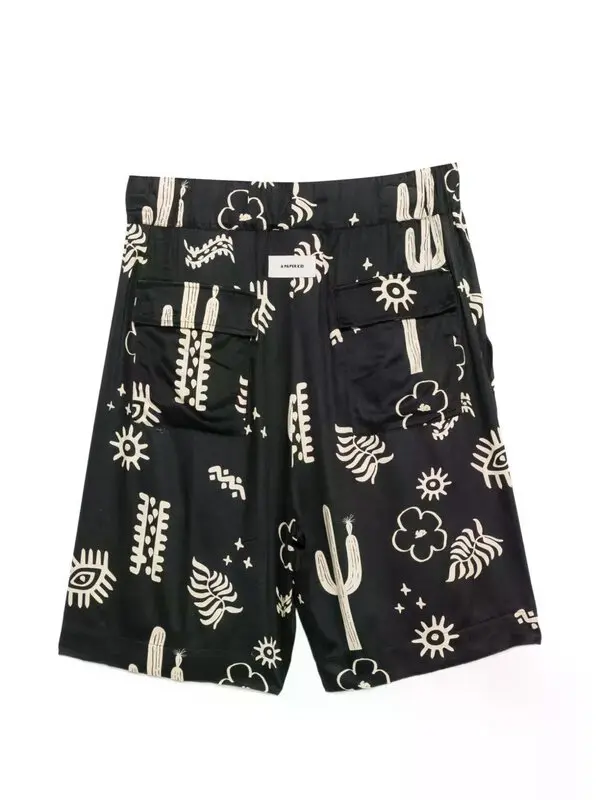 A PAPER KID Graphic Print Shorts - Black