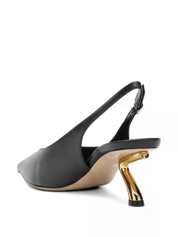 FERRAGAMO S-shaped Heel Slingback Pumps - Black