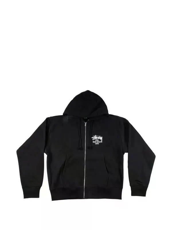 StÜssy Logo-print Full Zip Hoodie - Black