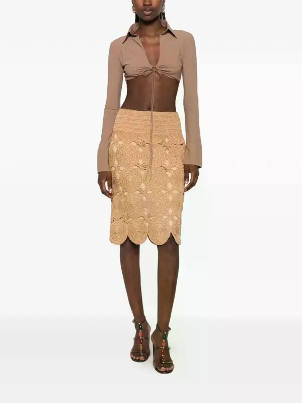 AMAZUIN Lynn Cropped Tie-fastening Top - Neutrals
